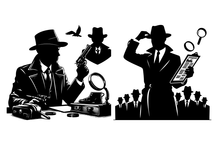 Mafia silhouette detective Royalty Free Vector Image