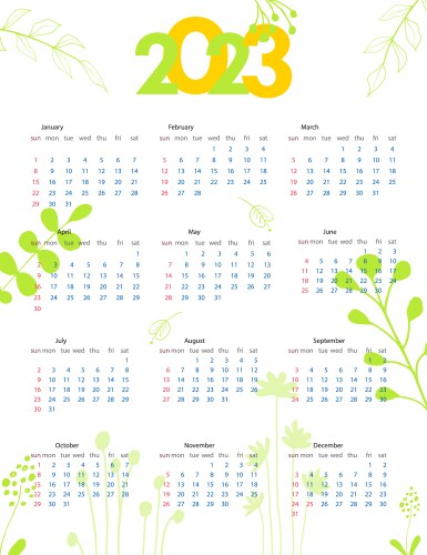 2023 Yearly Calendar Vector Images (over 330)