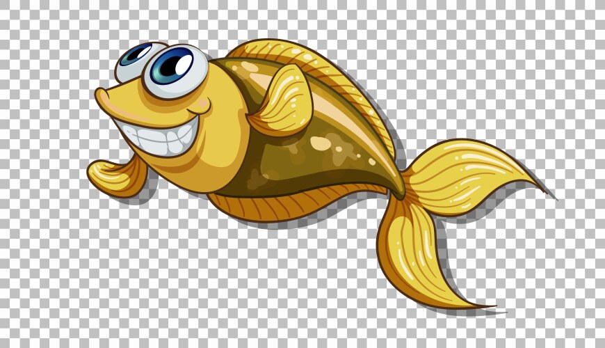 A fish cartoon character isolated on transparent Vector Image