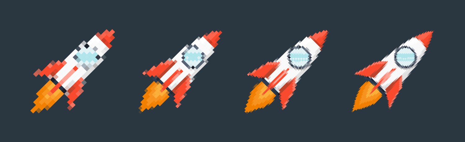 Pixel Art Rocket Vector Images (over 600)