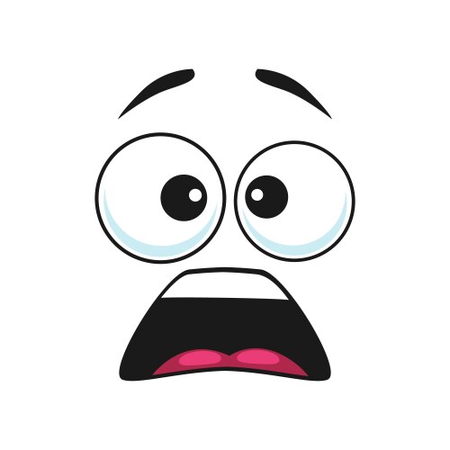 Terrified emoticon isolated emoji in horror shock Vector Image