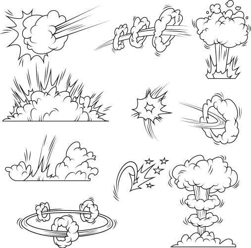 Bomb explosion comic style templates Royalty Free Vector