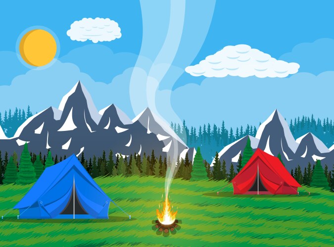 Flat camping Royalty Free Vector Image - VectorStock