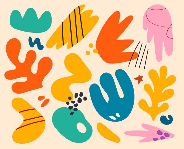 Hand drawn various colorful shapes and doodle Vector Image