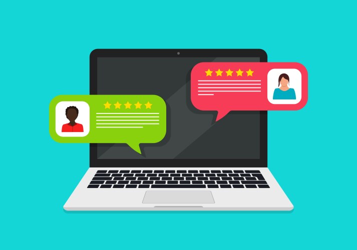 Barcode bubble chat star product review rate logo Vector Image