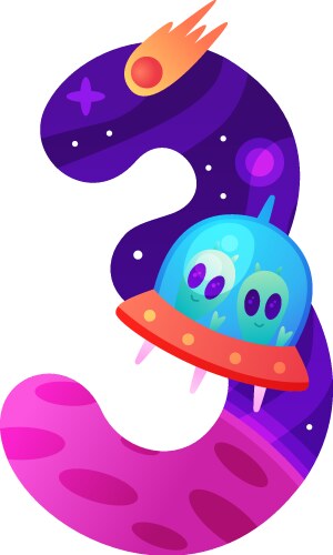 Space numbers and cosmic numeral with shuttle Vector Image