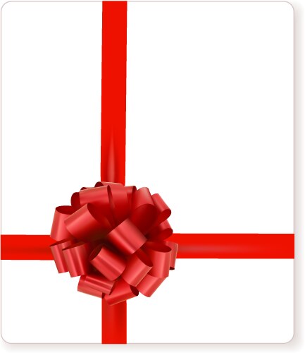 Red gift ribbon with round rosette bow realistic Vector Image