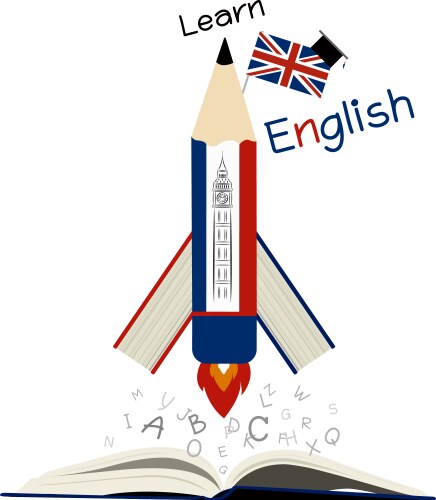 Group of students education english study Vector Image