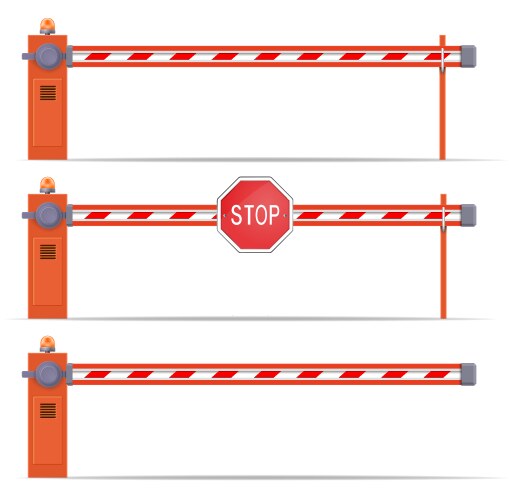 Realistic detailed 3d parking barrier gate set Vector Image