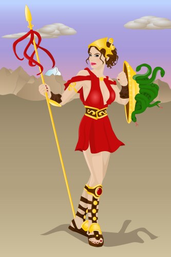 Ancient greek mythological goddess athena cartoon Vector Image