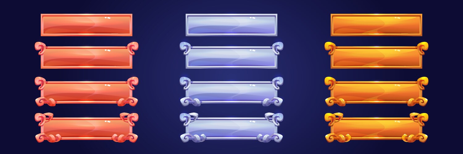 Medieval game menu frames ui elements buttons Vector Image