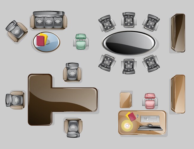 Top view of furniture for interior design plan Vector Image