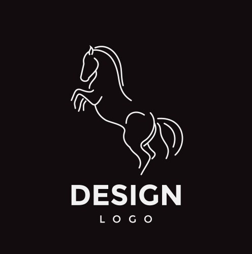 White single line horse logo Royalty Free Vector Image
