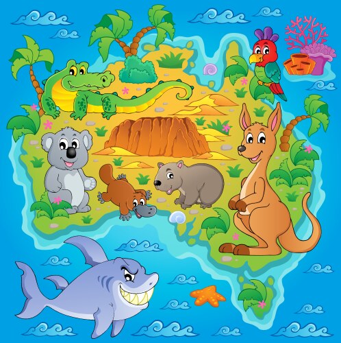 Cartoon map of australia Royalty Free Vector Image