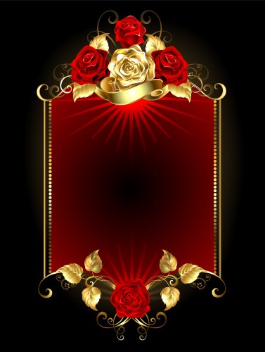 Composition with red jewelry roses Royalty Free Vector Image