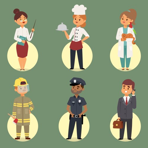 Different professions hats design concept Vector Image