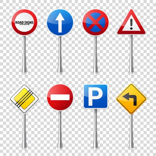 Blue traffic sign on transparent background Vector Image