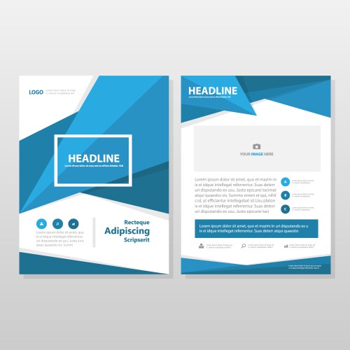 Clean blue brochure or book cover template Vector Image