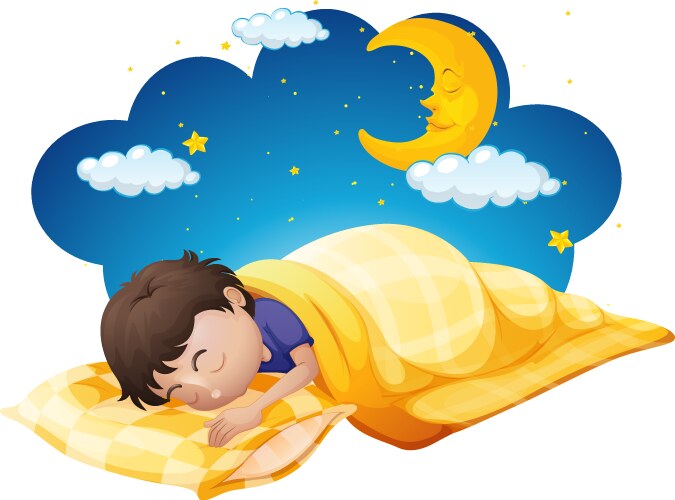 Boy sleeping at night Royalty Free Vector Image
