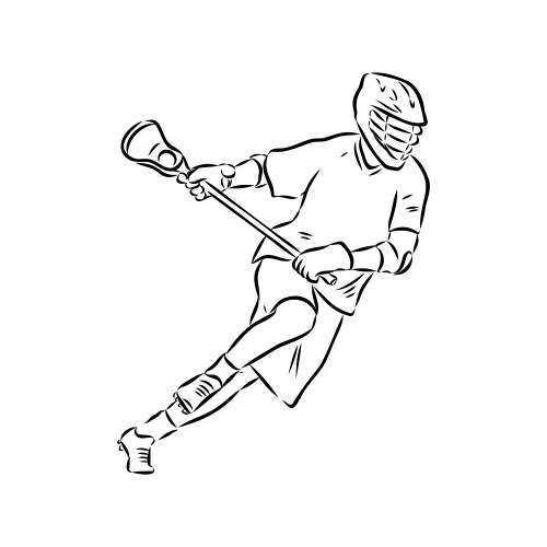 Lacrosse sport sketch outline Royalty Free Vector Image