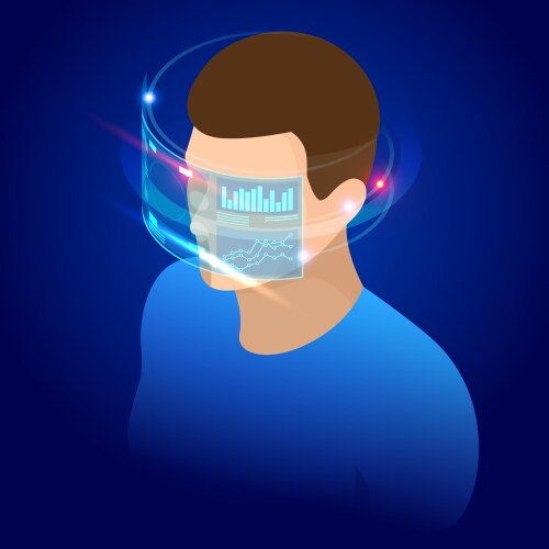 Isometric man in a wheelchair using ramp Vector Image