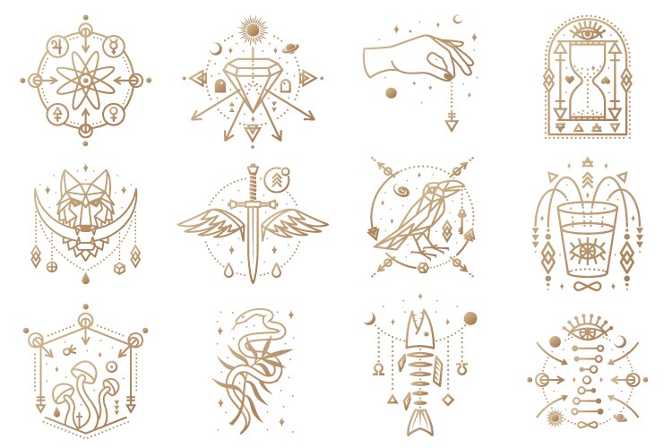 Big set with mystic symbols Royalty Free Vector Image