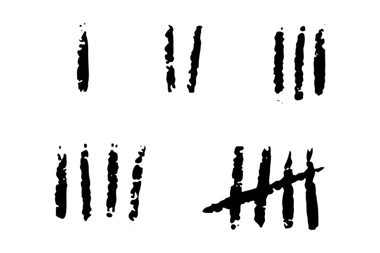 Hand drawn prison wall doodle sticks lines counter