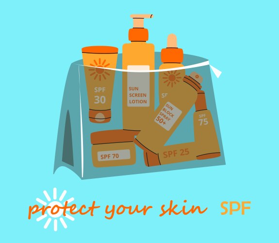 Woman in swimsuit applying sunscreen lotion Vector Image
