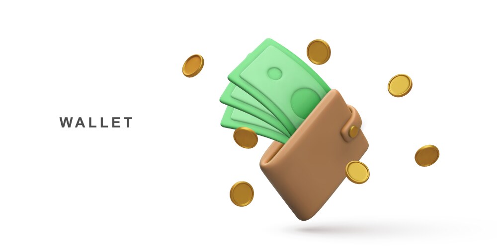 3d realistic cash and flyaning coins money saving Vector Image
