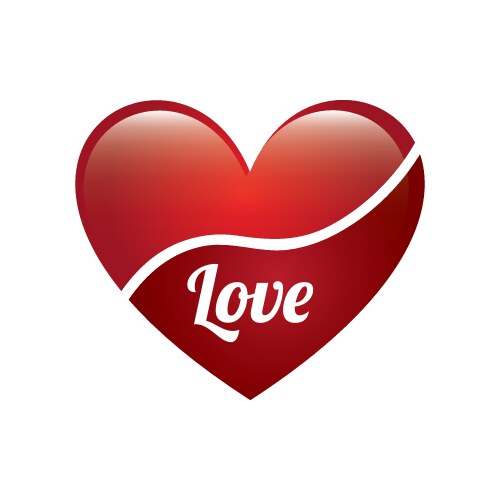 I love you inscription on red heart shape symbol Vector Image