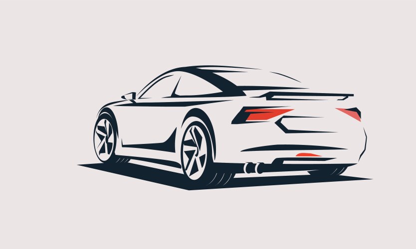 Sport car outlined sketch front view with motion Vector Image