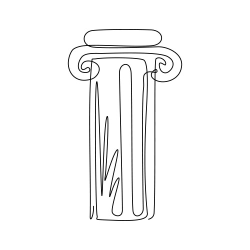Greek column one continuous line drawing Vector Image