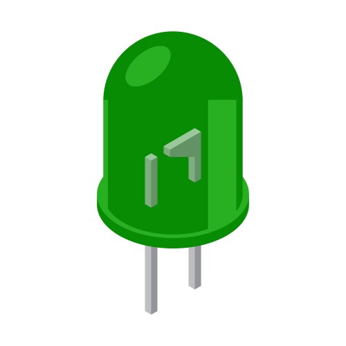 Green led isometric icon semiconductor Royalty Free Vector