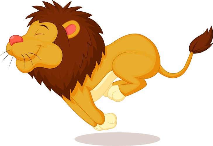 Cute lion cartoon running Royalty Free Vector Image