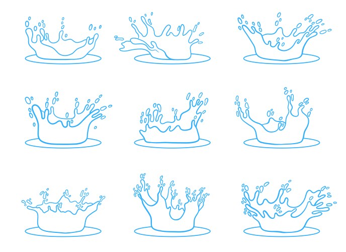 Realistic water font flow splash type with drops Vector Image