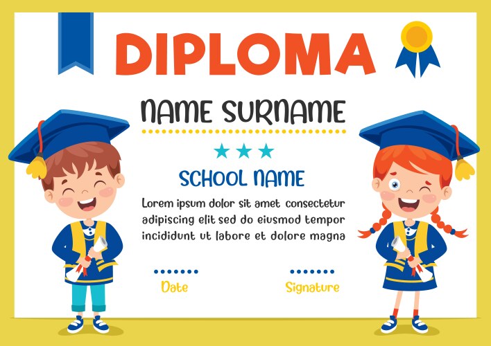 Kids diploma Royalty Free Vector Image - VectorStock