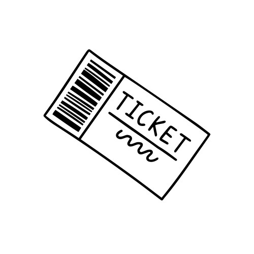 Doodle single hand drawn ticket isolated drawing Vector Image