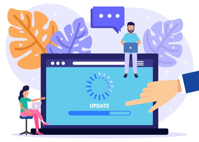 Graphic cartoon character system update Royalty Free Vector