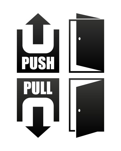 Pull and push to open door info stickers Vector Image