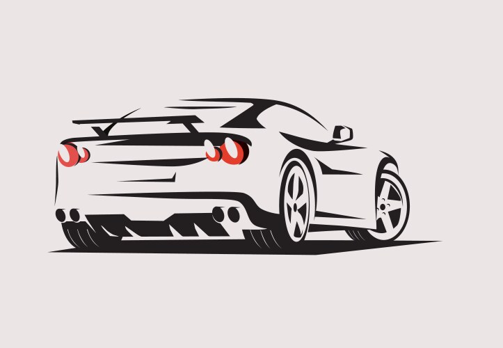 Sport car outlined sketch front view with motion Vector Image