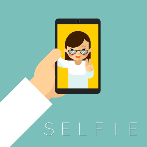 Hands taking selfie hand take self photo picture Vector Image