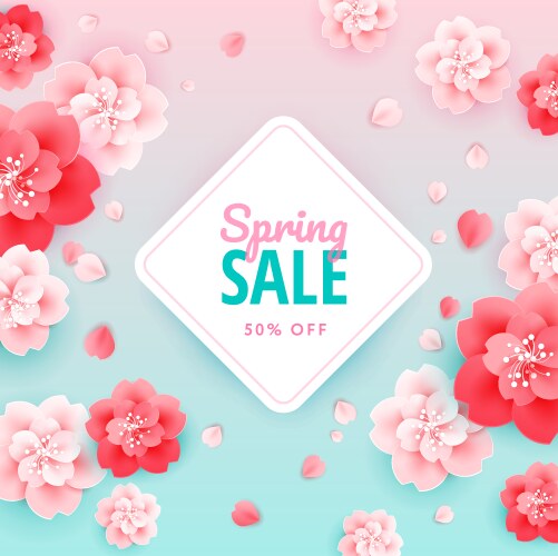 Spring sale background with beautiful colorful Vector Image