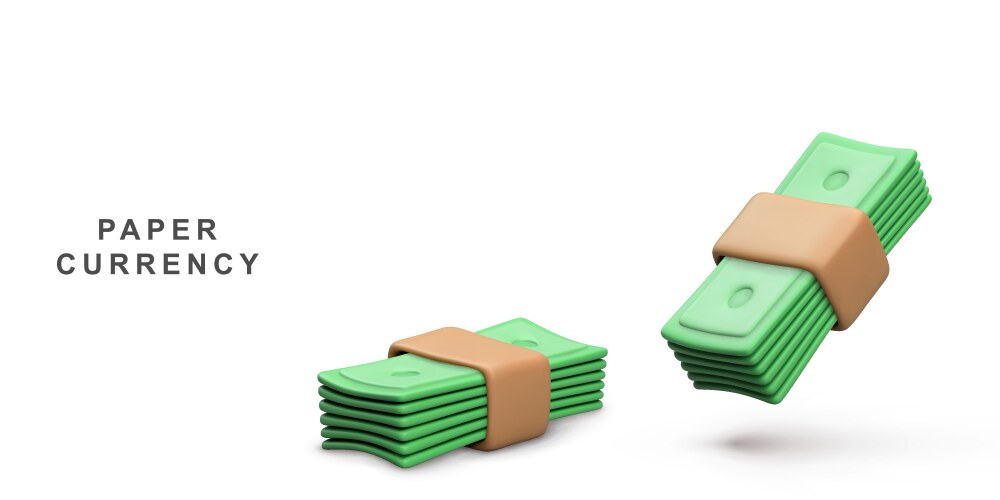 3d realistic bundles of money Royalty Free Vector Image