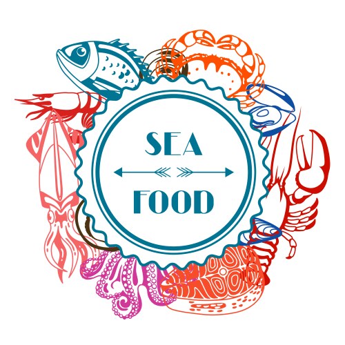 Seafood menu design Royalty Free Vector Image - VectorStock