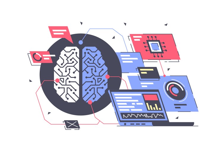 Programming and artificial intelligence banner Vector Image