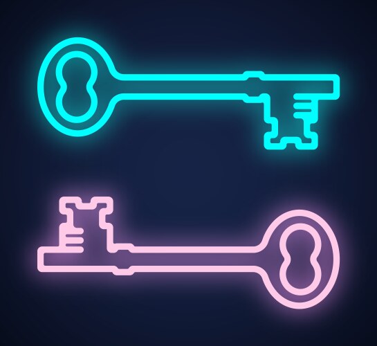Two keys neon light design Royalty Free Vector Image