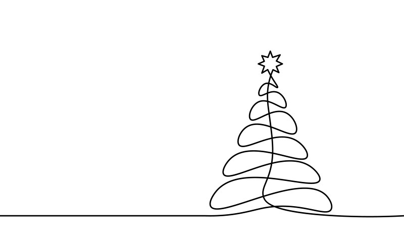 Merry christmas single continuous line art Vector Image