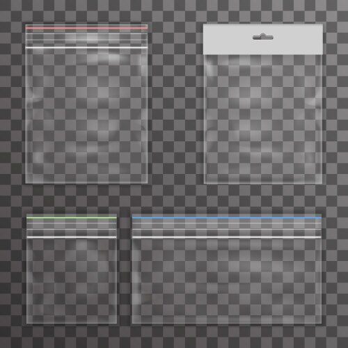 Food empty plastic packaging bag icon set Vector Image