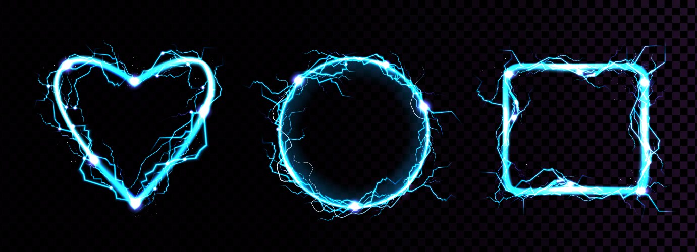 Lightning frames blue electric borders set Vector Image