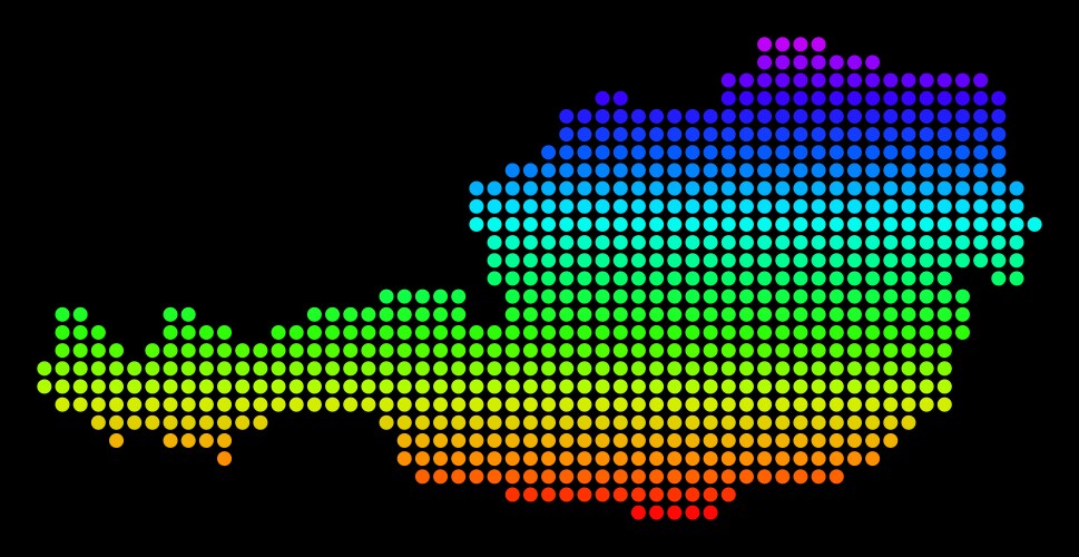 Dotted pixel spectrum austria map Royalty Free Vector Image